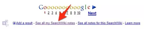 SearchWiki My Notes