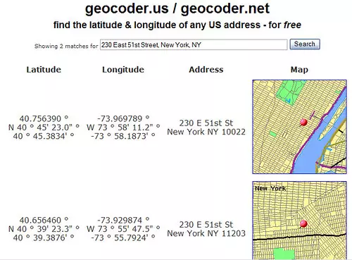 Folosind geocoder.us pentru a geocoda o adresă