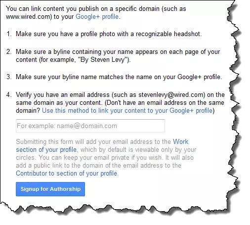 Regisztrálja e-mail címét a Google Authorship Markup használatához