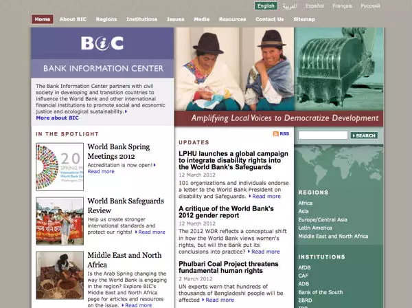 Immagine della home page del BIC