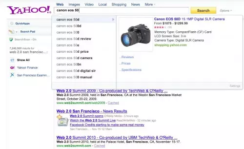 Google Instant, Møt Yahoo Instant - Er, Yahoo Rich Search Assist 12132_1