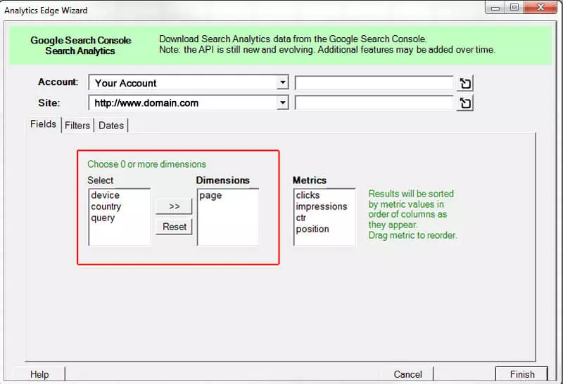 Параметры Google Analytics Edge