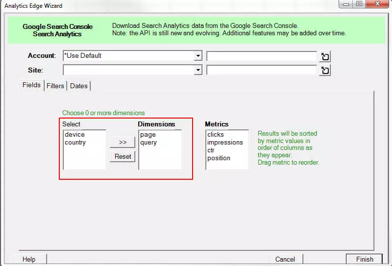 Analytics Edge-navraag per bladsy