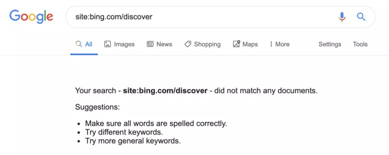 Google яагаад Bing Discover хуудсыг индексээсээ хассан бэ? 12228_1