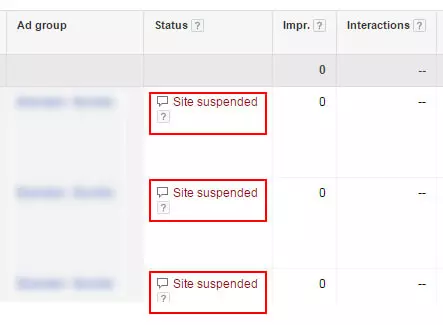 Lloc d'AdWords suspès