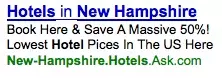 מודעה של Ask's New Hampshire Hotels