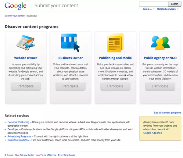 Google renova la pàgina d'enviament de contingut 13487_2