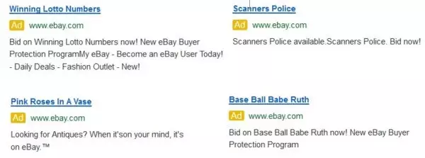 Dynamické vkladanie reklám na eBay január 2012