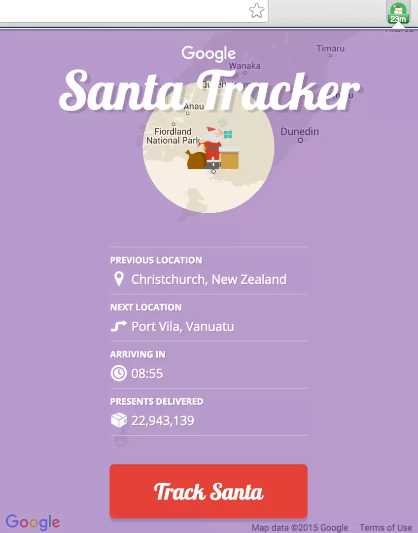 chrome extension Santa tracker google