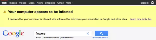 Google paralajmëron për ridrejtimin e malware në rezultatet e kërkimit të tij 14473_1