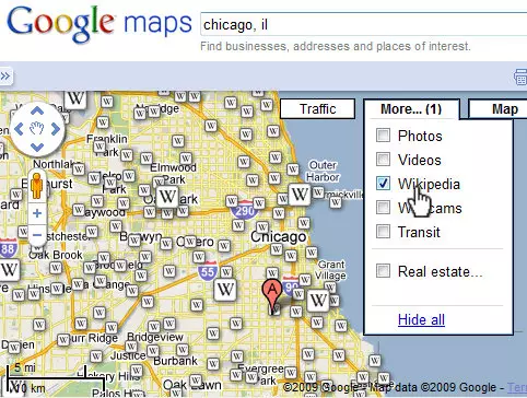 Kandungan Wikipedia dalam Peta Google