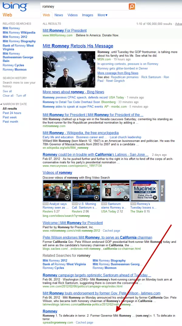 Ngayon, May Problema sa Bing at Google na Parang Santorum si Mitt Romney 15900_2