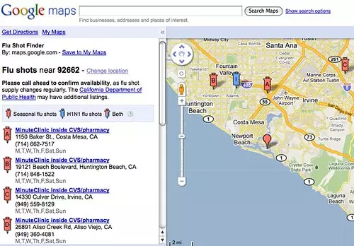 Google Flu Shot Locator