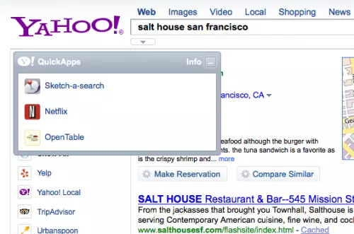 Yahoo Restaurant Quick Apps: een vleugje Pandora, een hint van Google Squared