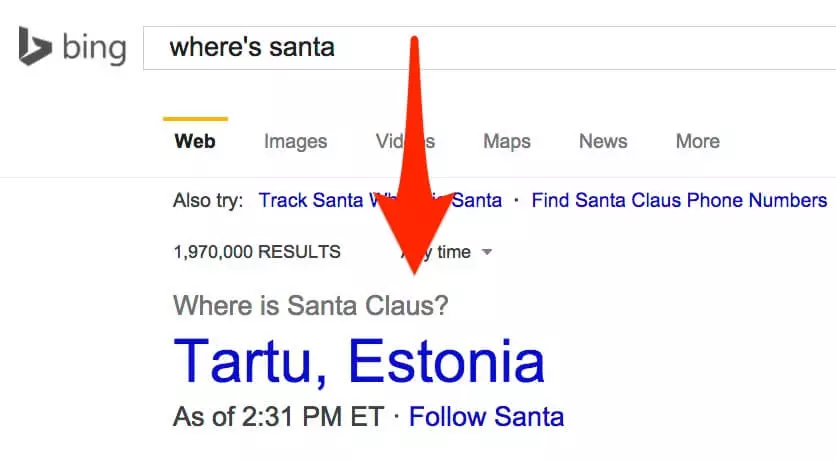 Bing Santa Tracking 2014