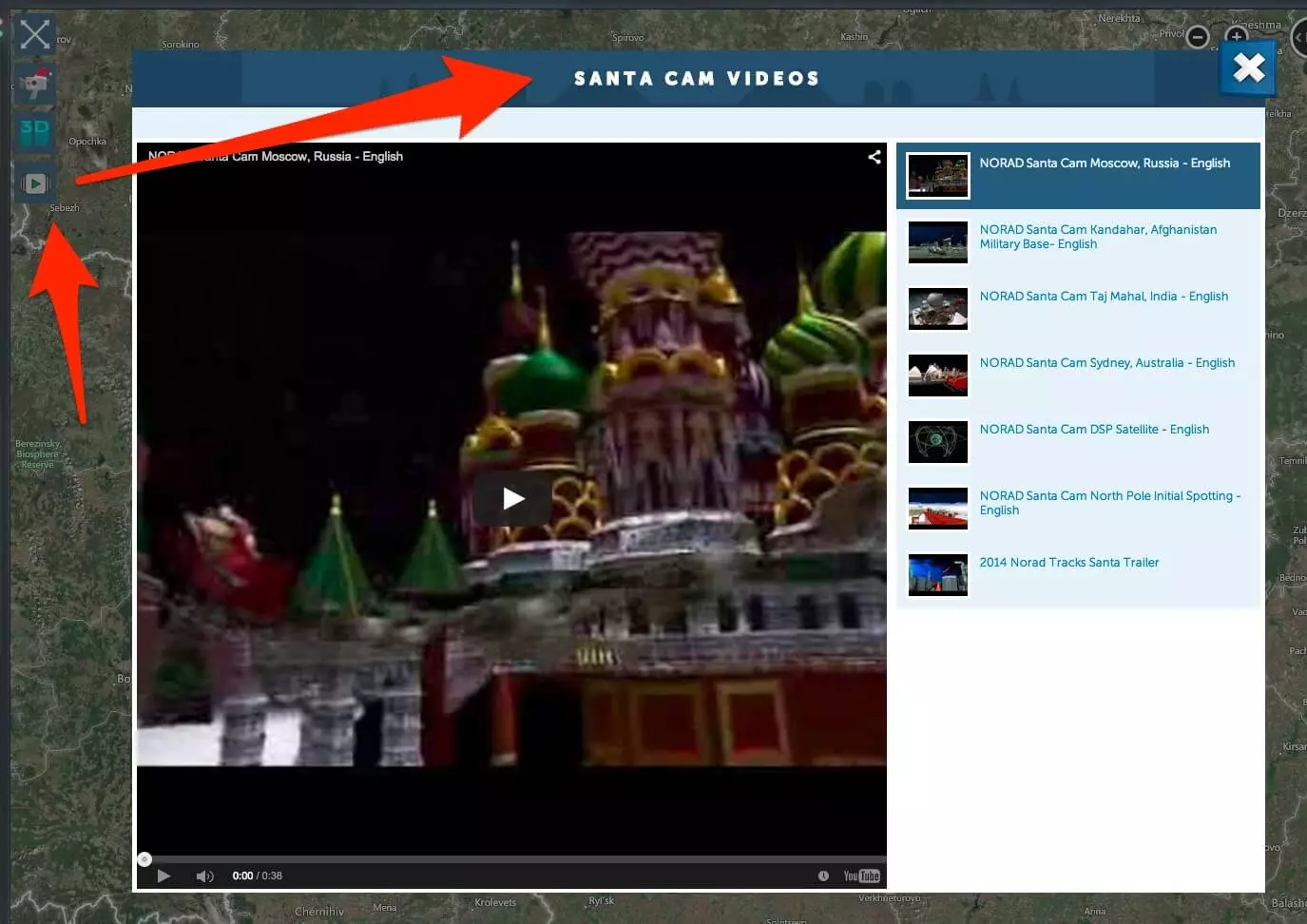 NORAD Santa Cam vidiyo