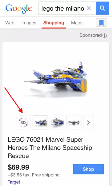 google shopping 3D view mobile view îna reş