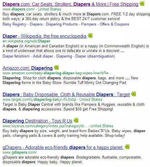 Diaper Search Results