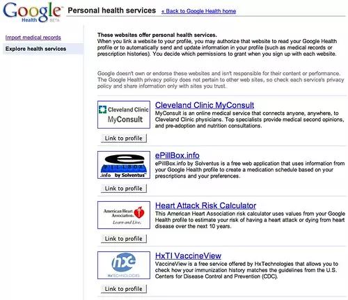 Google Health Screen Shots