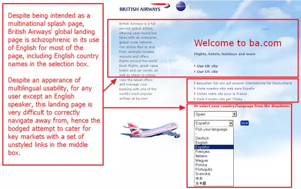 BAs Flawed Multinational Splash Landing Page.