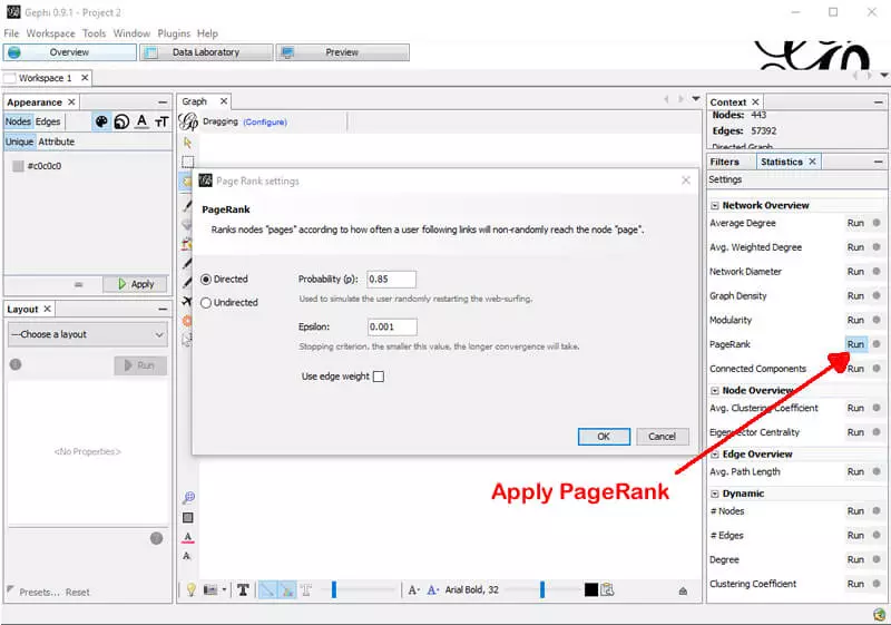 PageRank en Gephi