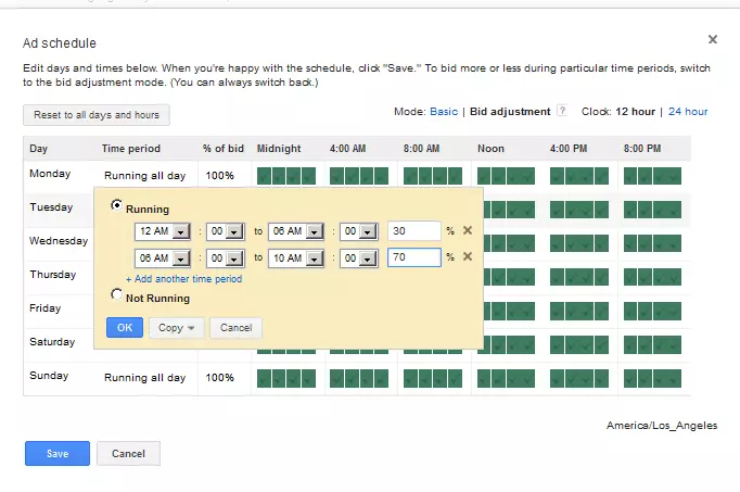 target menurut waktu di adwords