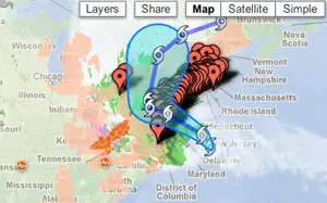 Google ha lanciato una mappa della crisi dell'uragano Sandy 17728_1