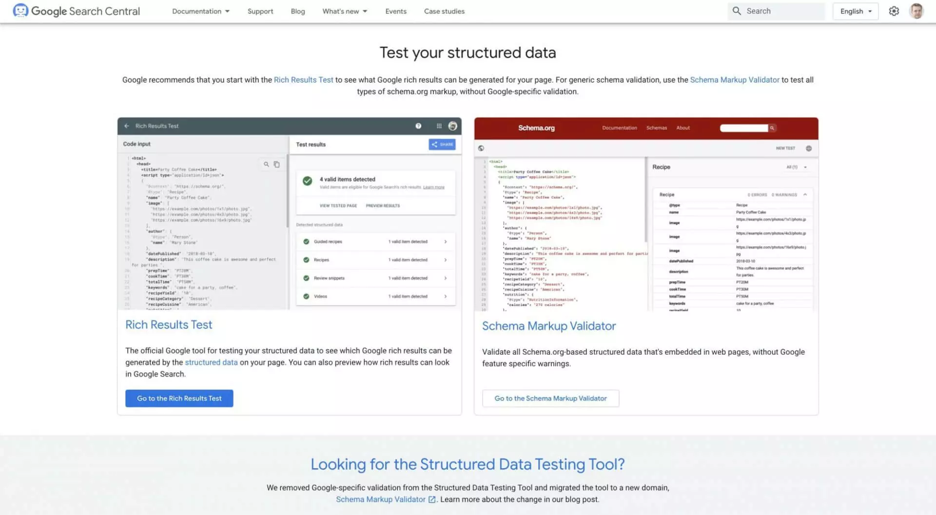 Googles äldre verktyg för testning av strukturerade data är nu borta