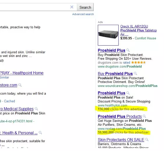 Officiell: Google testar visning av antal klick på betalda sökannonser 1870_1
