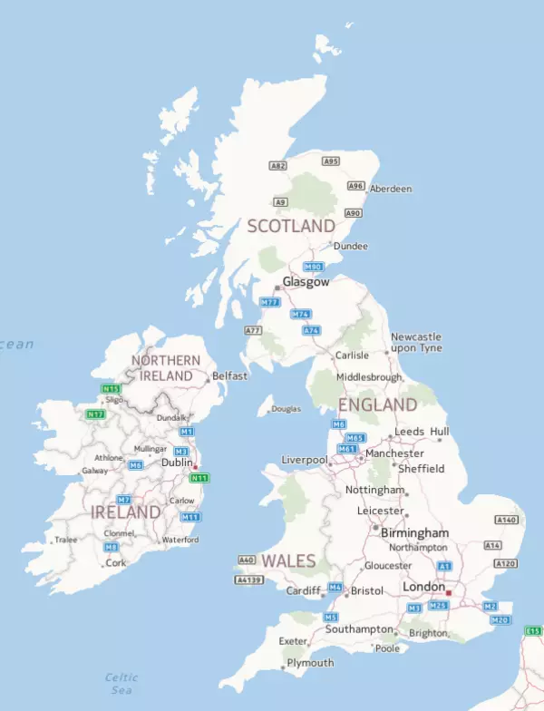 Բրիտանիա Yahoo!-ում Քարտեզներ, երթևեկության ուղղություններ և երթևեկություն