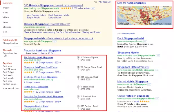 Google मध्ये 'Hotels Singapore' साठी UK मध्ये शोध.