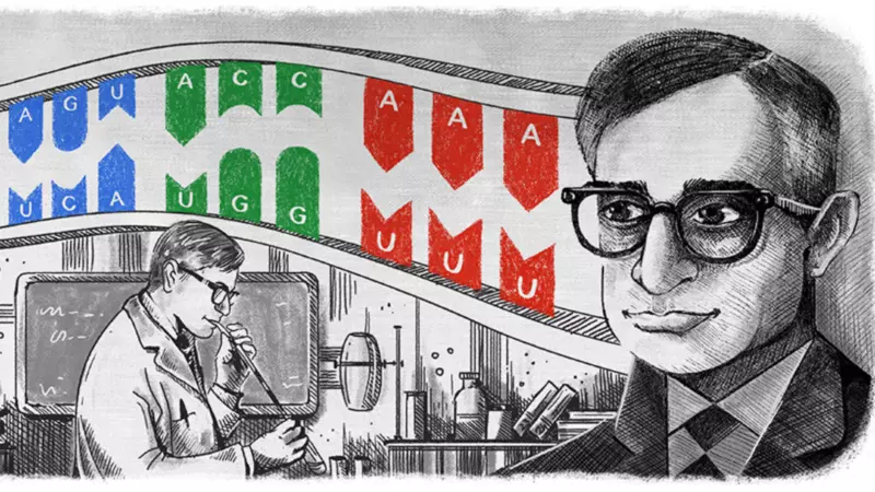 Har Gobind Khorana Google doodle jiċċelebra l-ewwel kimiku li jibni ġene sintetiku 19524_1