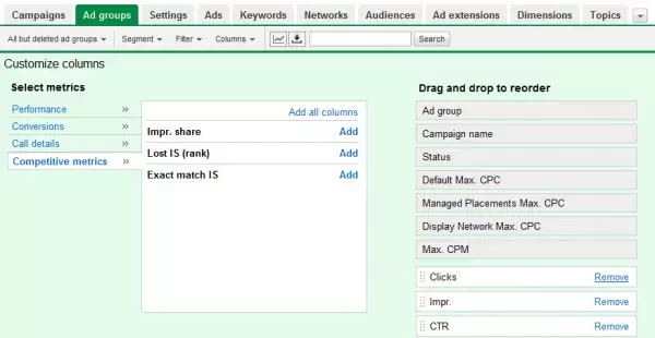 AdGroup-Level Impression Share Metrics သည် AdWords သို့ ရောက်လာသည်။ 19768_1