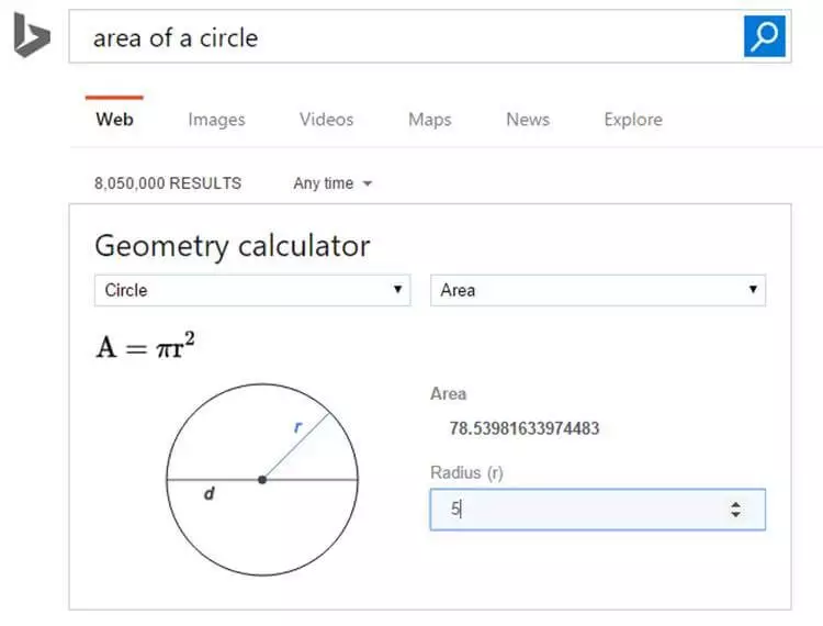 bing geometri beräkning