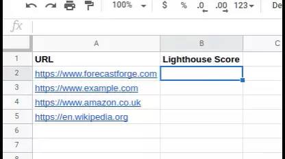 စိတ်ကြိုက်လုပ်ဆောင်ချက်ဖြင့် Google Sheets တွင် Lighthouse ရမှတ်များကို မည်သို့ပြသမည်နည်း။ 20513_2