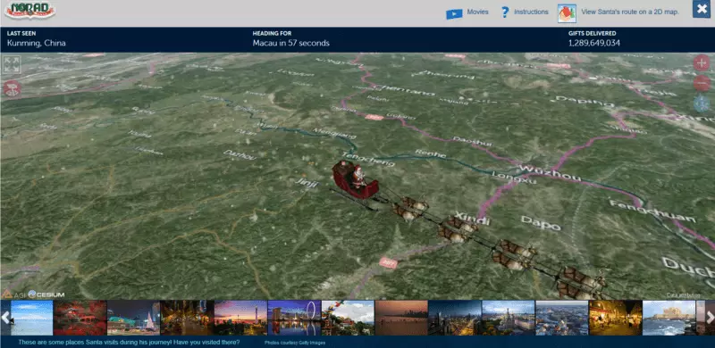 Os rastreadores de Papá Noel de Google e NORAD mostran a St. Nick xa en voo para a súa viaxe polo mundo en 2017 20610_3