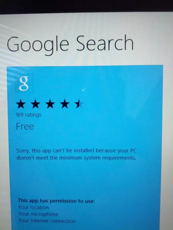 Elnézést, Microsoft Surface-felhasználók: Nincs Google Keresőalkalmazás az Ön számára 20688_4