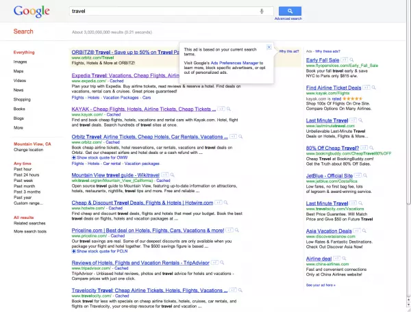 Google dezvăluie Centrul de preferințe pentru anunțuri pentru căutare și anunțuri Gmail 21468_1