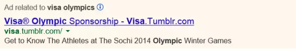 Visa promocionando Tumblr en buscas de pago