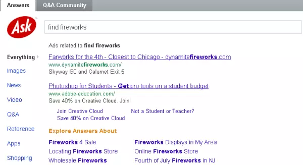 Fireworks Ad Ask.com