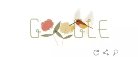 Google Earth Day-logo rødbrun kolibri