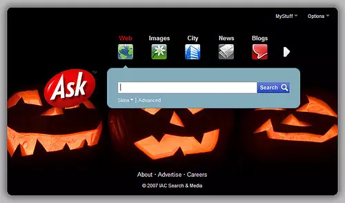 Ask.com Halloween 2007 ლოგო / თემა