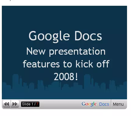 Presentación integrada de Google Docs