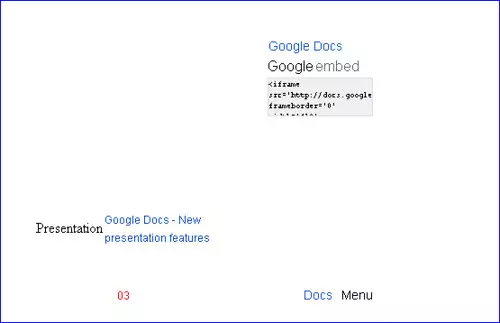 ارائه جاسازی شده Google Docs بدون جاوا اسکریپت یا تصاویر