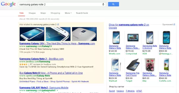 Extensió d'imatge d'AdWords del Samsung Galaxy Note 2