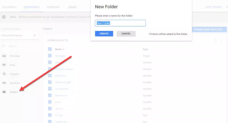 ગૂગલ ટેગ મેનેજરમાં ફોલ્ડર્સ બનાવો
