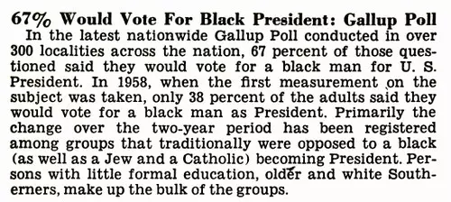 Black President, Gallup Poll, 1969