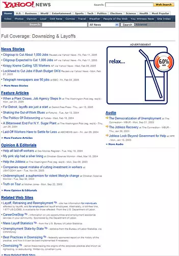 Pàgina de cobertura completa dels acomiadaments de Yahoo