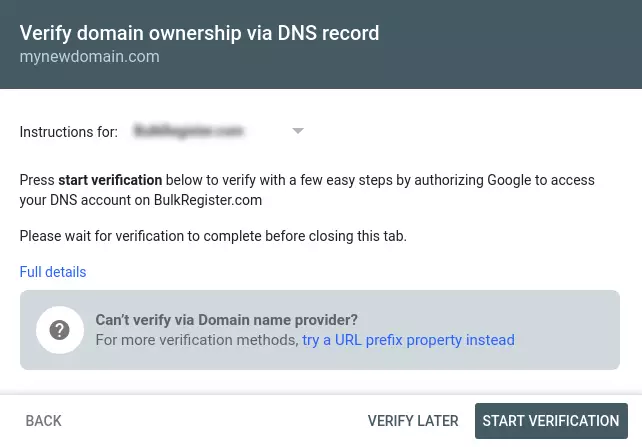 Google Search Console-k DNS egiaztapen automatikoa gehitzen du 25733_1