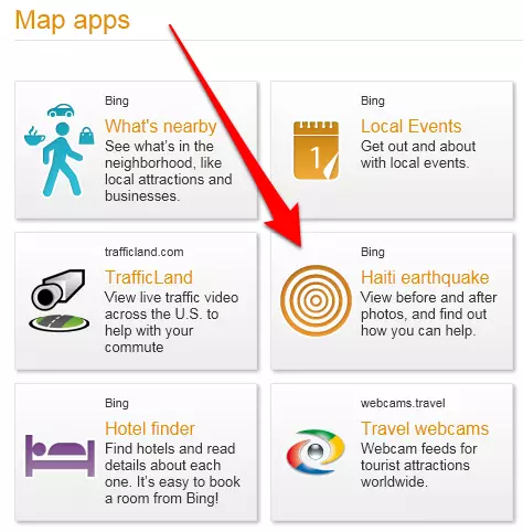 Bing नकाशे - हैती भूकंप अॅप